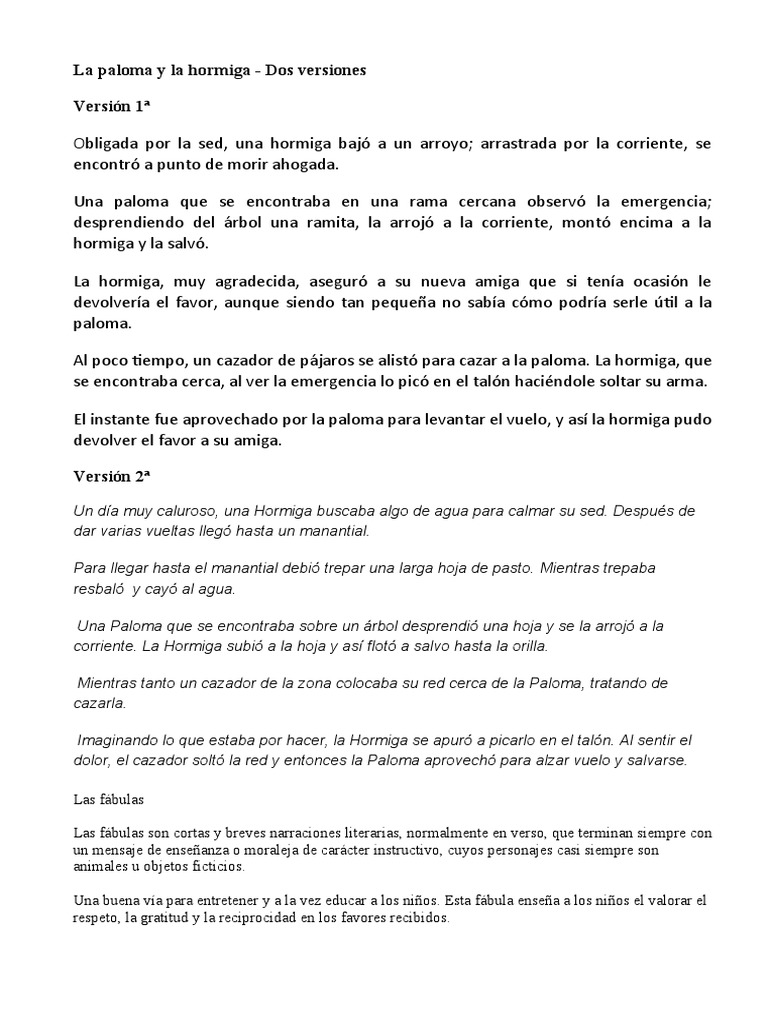 11 - La Paloma y La Hormiga | PDF | Clásicos | Ficción general