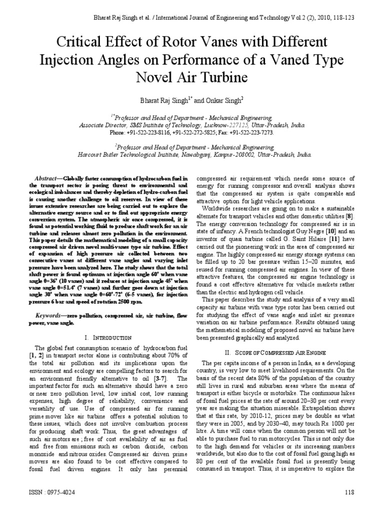 Impact of Vane Angles on Air Turbine Performance | PDF | Turbine | Engines