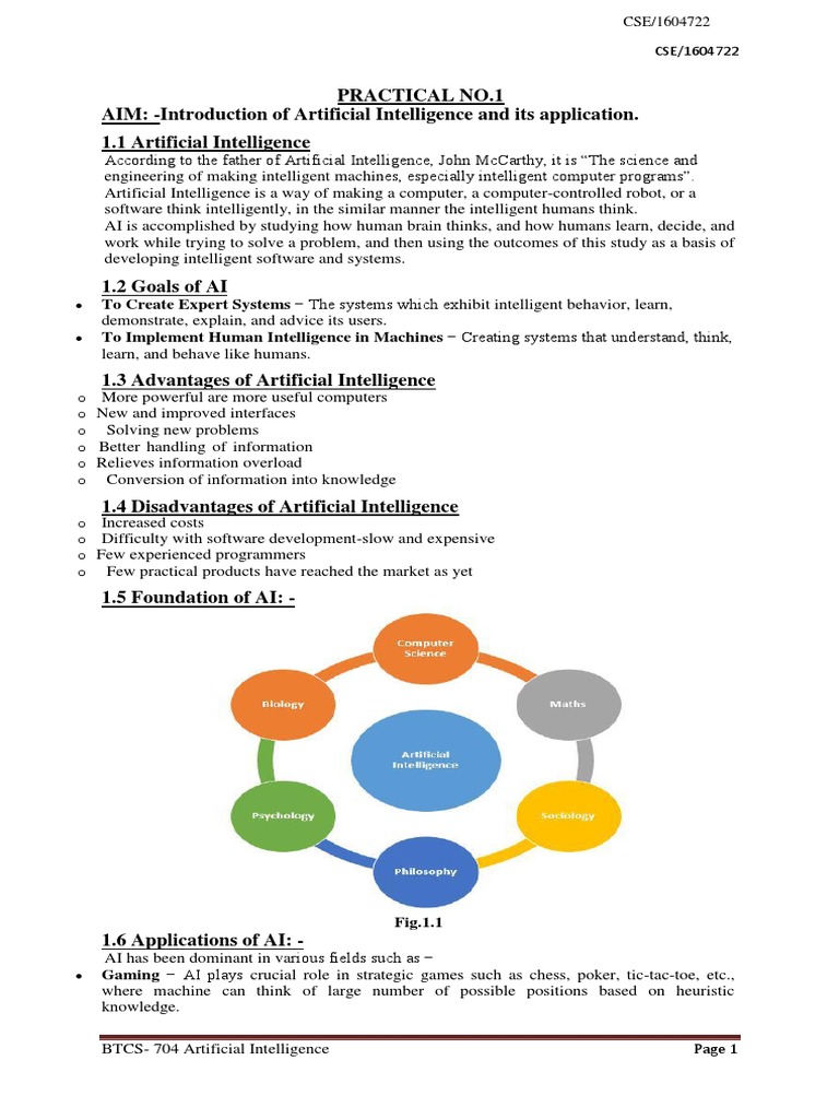 Ai Practical 1 | PDF | Artificial Intelligence | Intelligence (AI) & Semantics