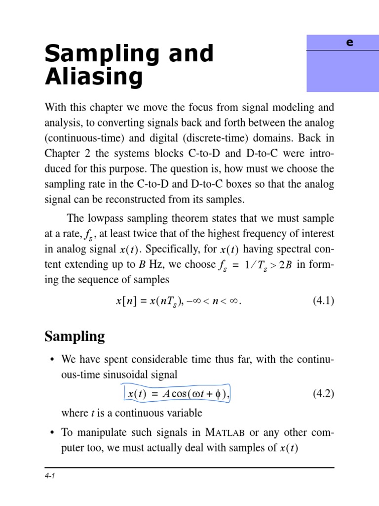 Lecture 4 | PDF | Sampling (Signal Processing) | Discrete Time And Continuous Time