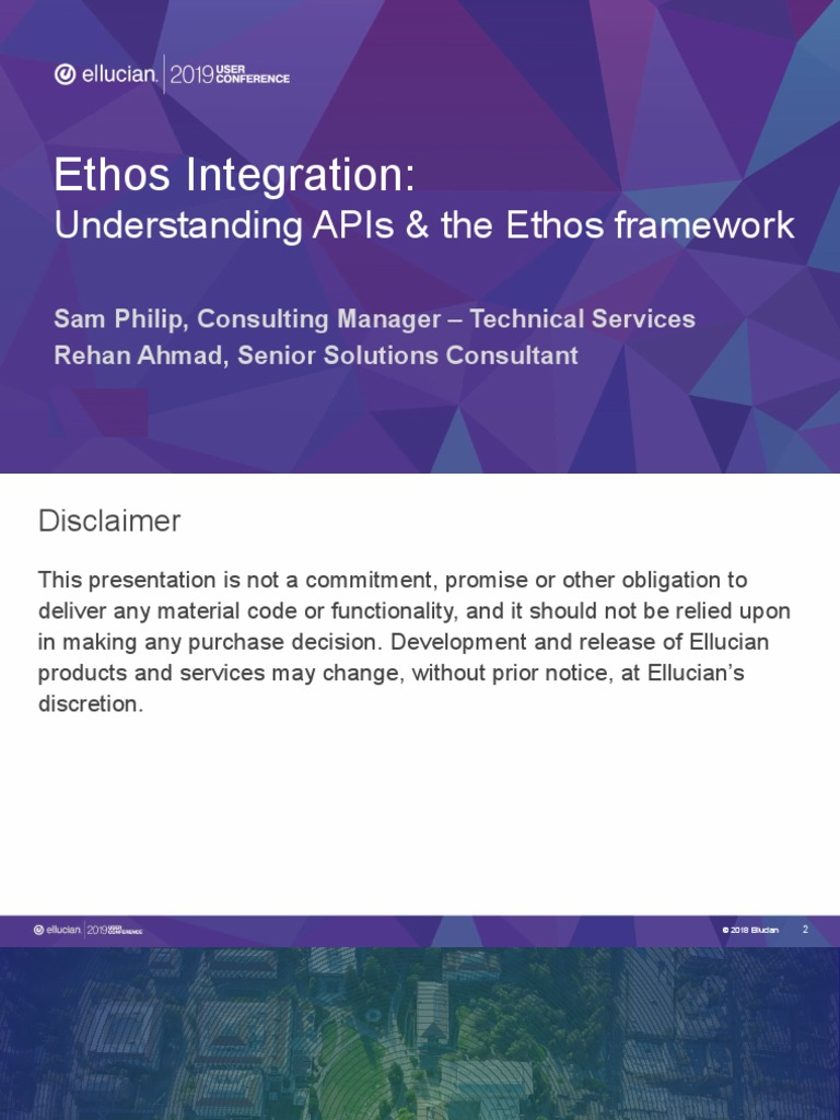 Meuc 2019 Ethos Integration Understanding Apis and Ethos Framework ...