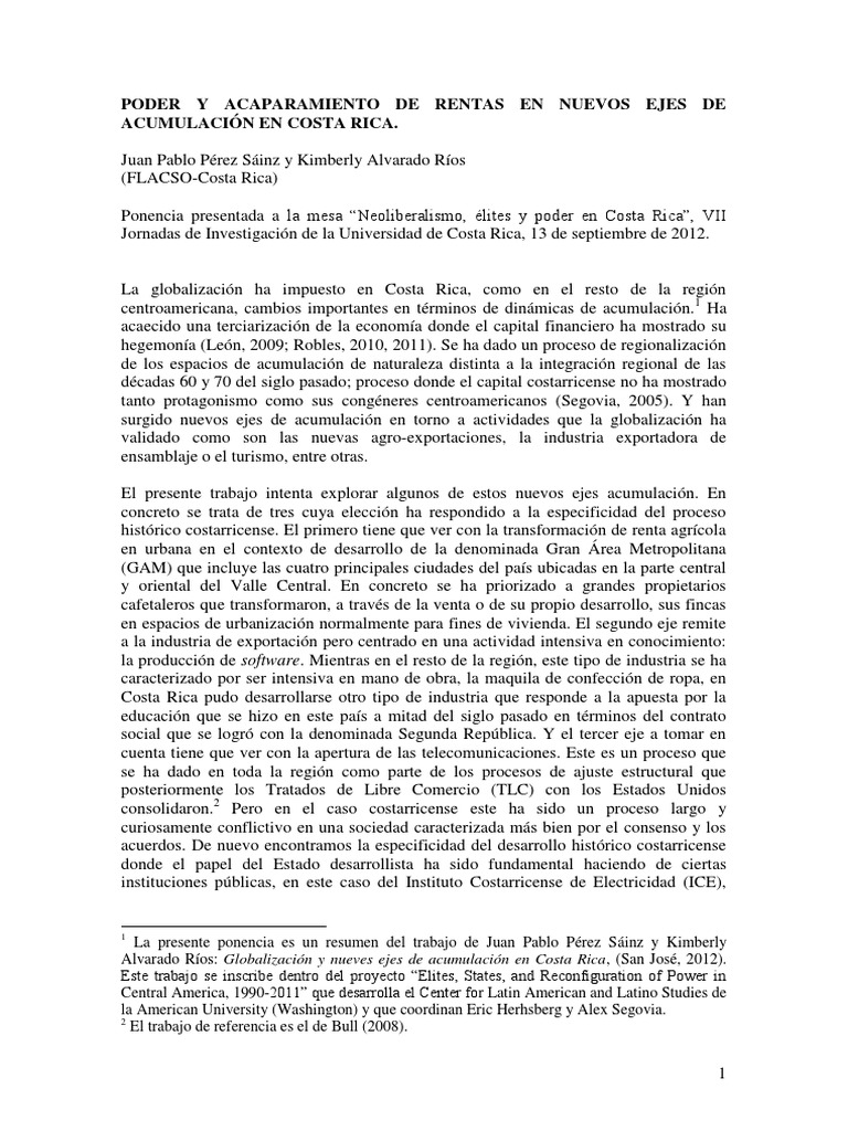 Pérez Sáinz J.P. y Alvarado K. - Poder y Acaparamiento de Rentas en ...