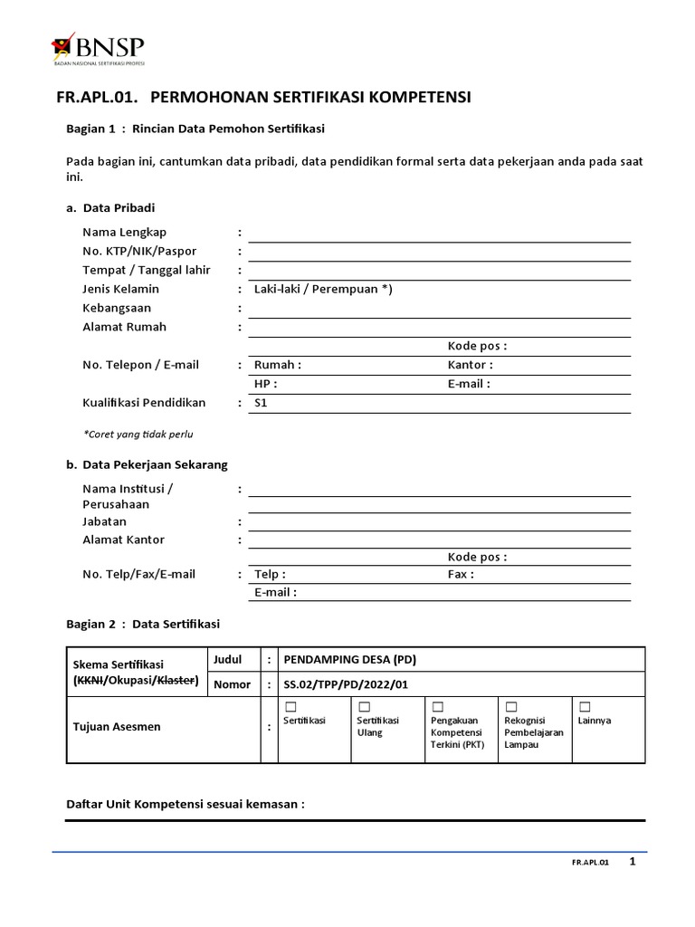 Form FR - APL.01. PD | PDF