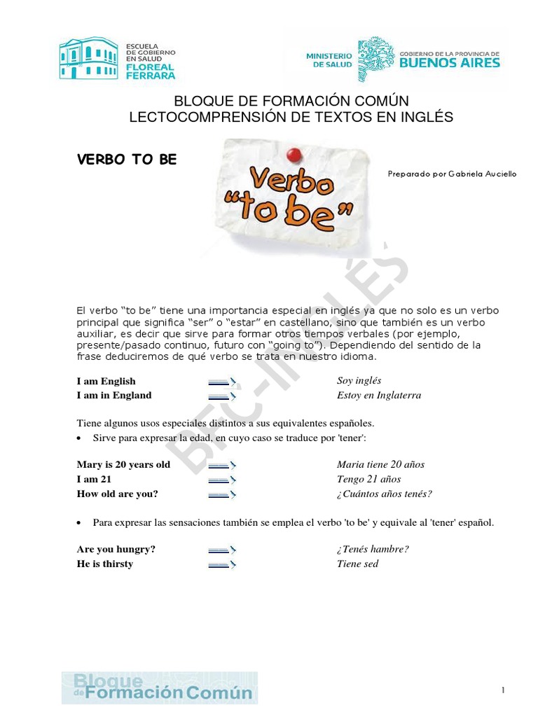 Verbo To Be Pdf
