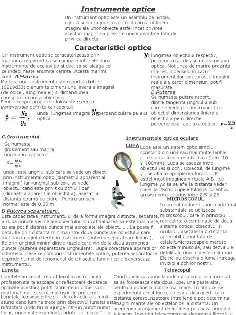 Instrumente Optice | PDF