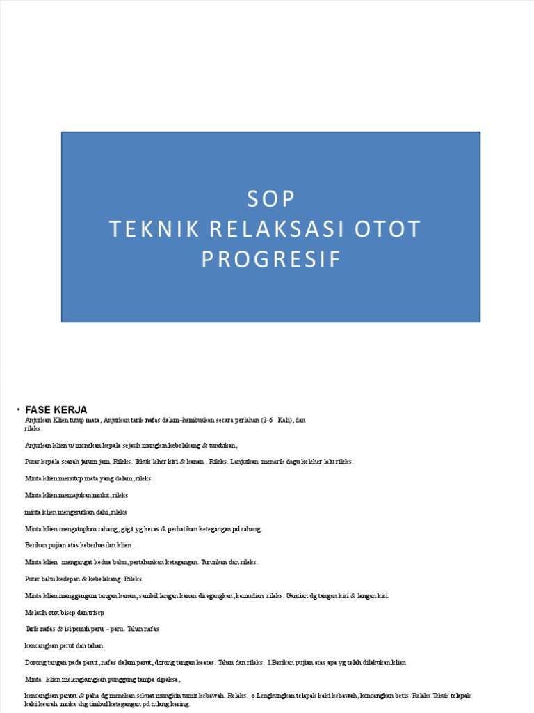 SOP Terapi Relaksasi Otot Progresif | PDF