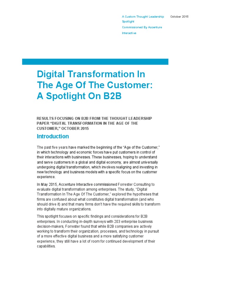 Accenture Digital Transformation B2B Spotlight | PDF | Customer Experience | Retail