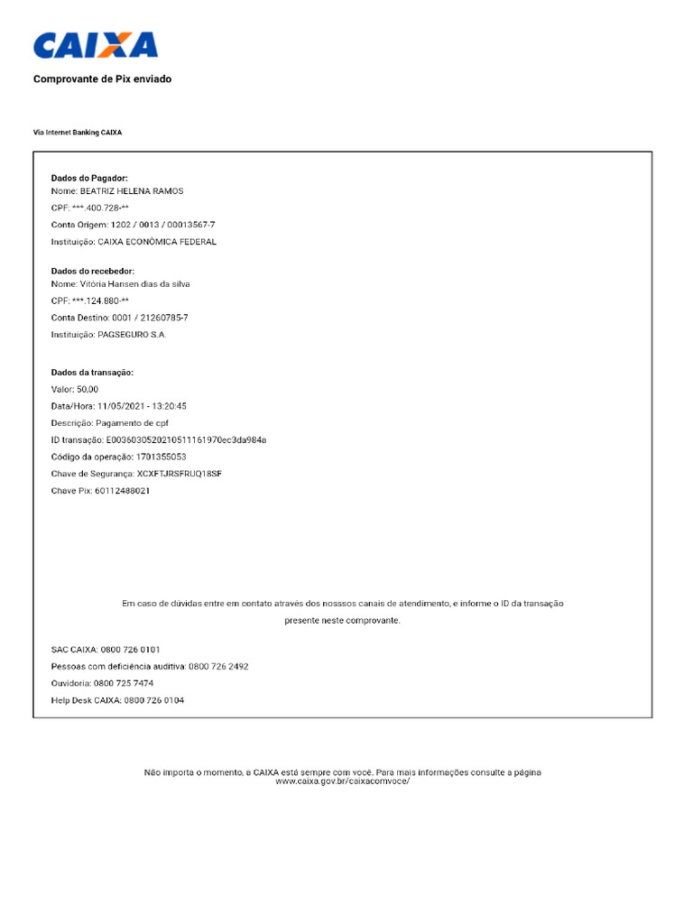Comprovante Pix Caixa | PDF