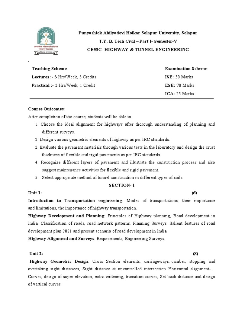 Highway & Tunnel Engineering | PDF