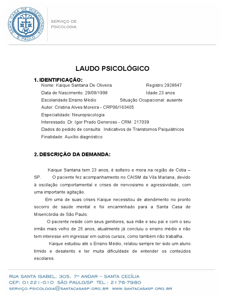 Modelo de Laudo | PDF | Memória | Pensamento