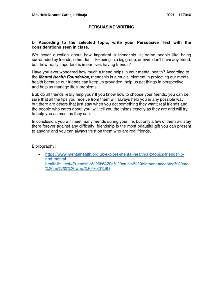 Persuasive Writing | PDF | Self-Improvement