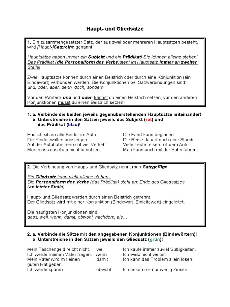 Haupt Und Gliedsaetze | PDF Haupt Und Gliedsaetze | PDF