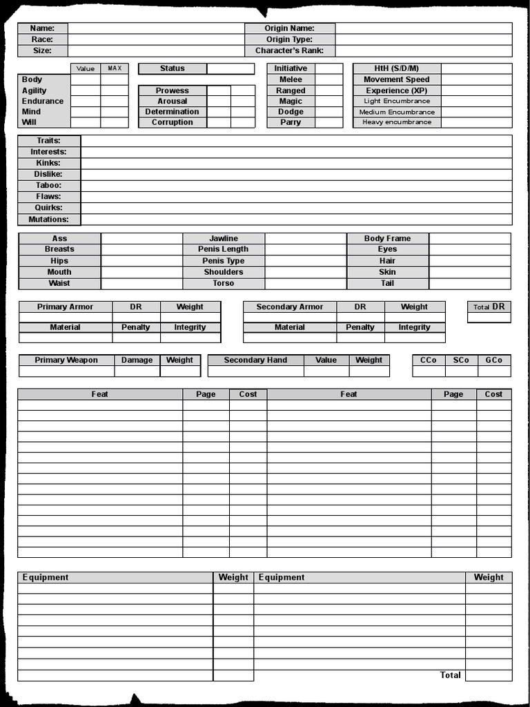 Labyrinthus RPG Character Sheet | PDF