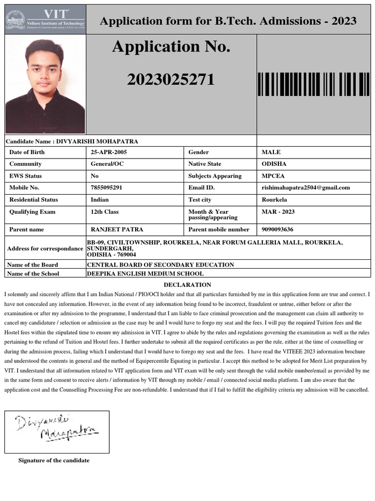 Vit Form | PDF | Test (Assessment)