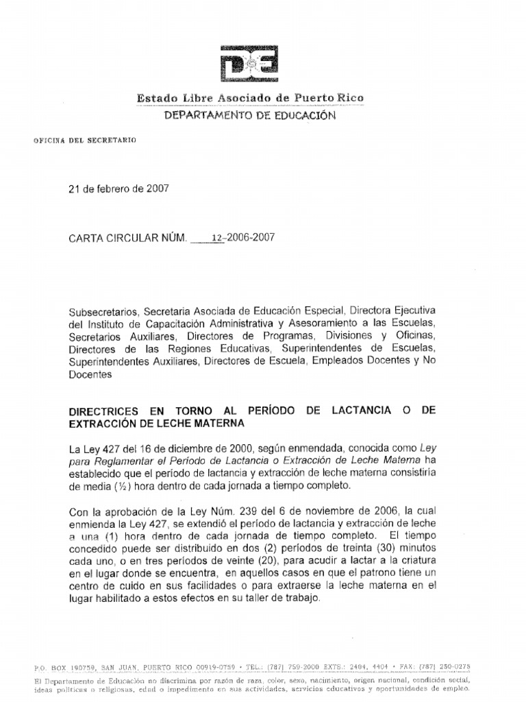 Carta+Circular+12 2006 2007+Directrices+en+Torno+Al+Periodo+de ...