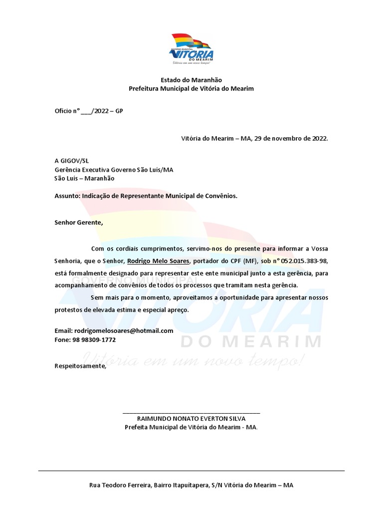 Ofício De Representação Assessoria | Pdf