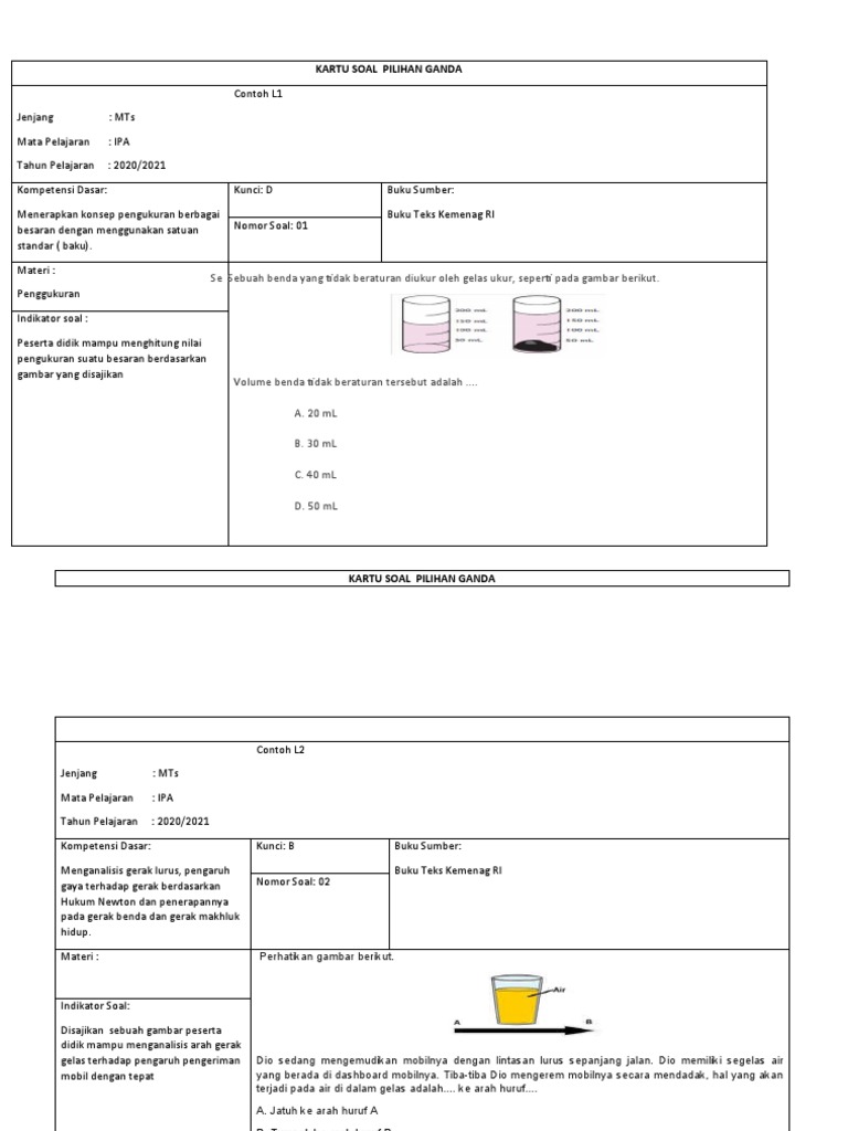 Kartu Soal Ipa KKM | PDF