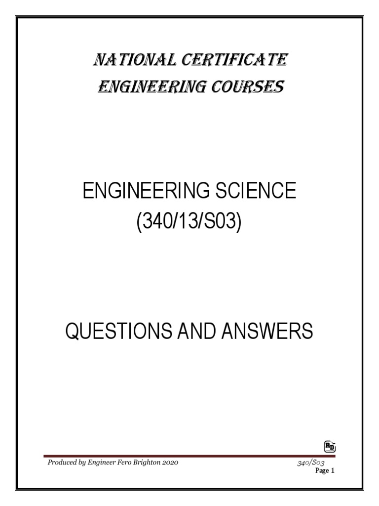 Engineering Science Redspot Question and Answers | PDF | Strength Of ...