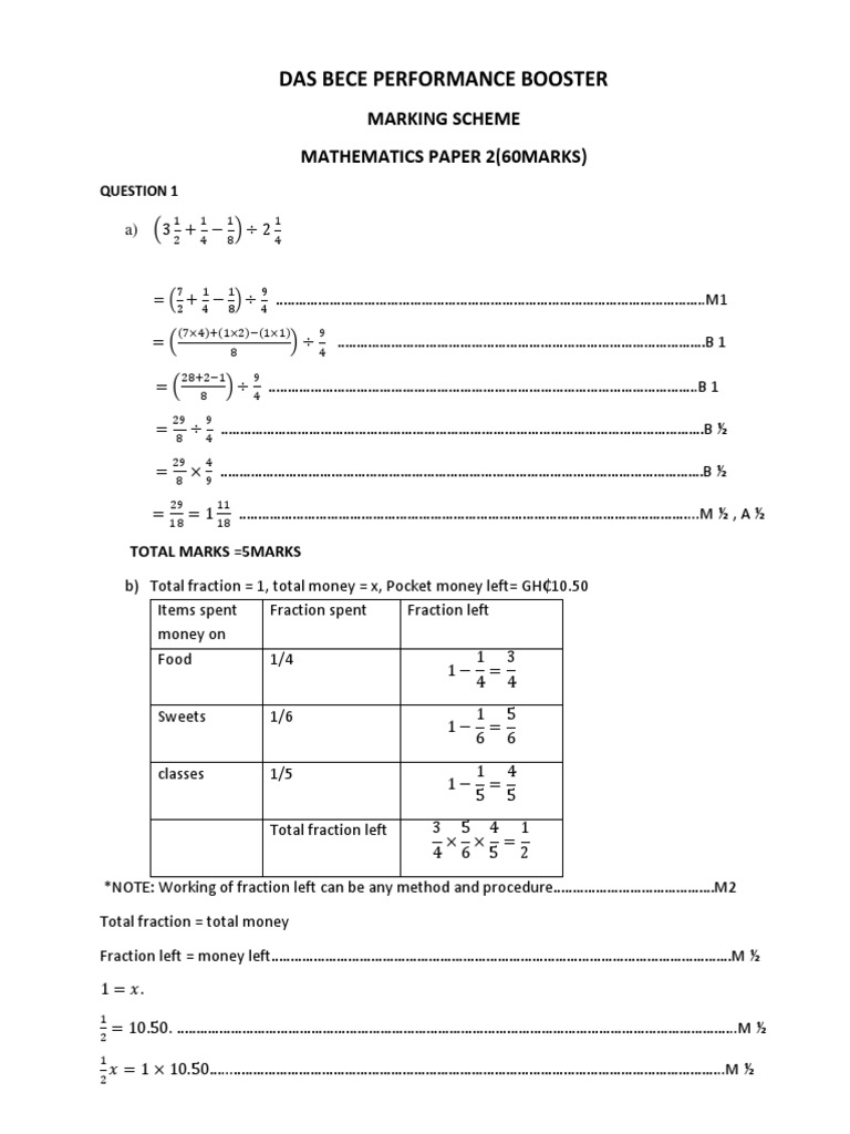 BECE 2023 Mathematics Marking Scheme | PDF | Area | Mathematics