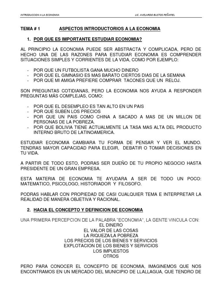 Primer Tema (Introducción A La Economía, Abp) | PDF