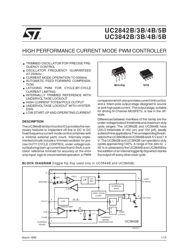 UC2842B/3B/4B/5B UC3842B/3B/4B/5B: High Performance Current Mode PWM Controller | PDF ...