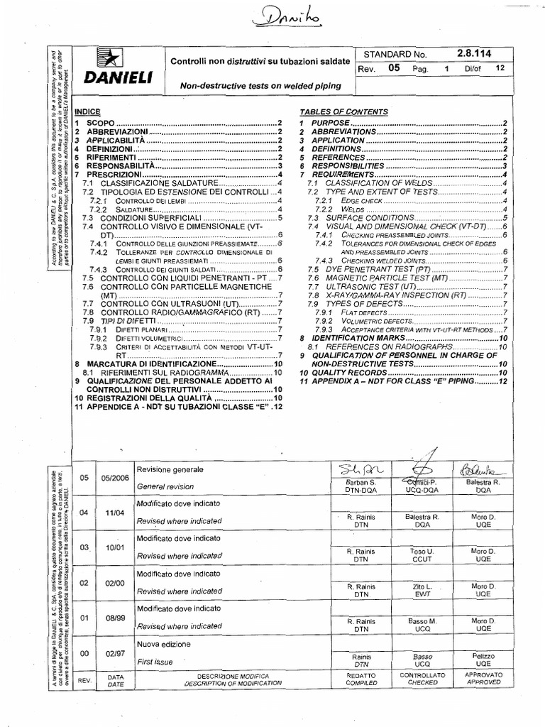 DANIELI STANDAR #2.8.114-Rev 05 | PDF