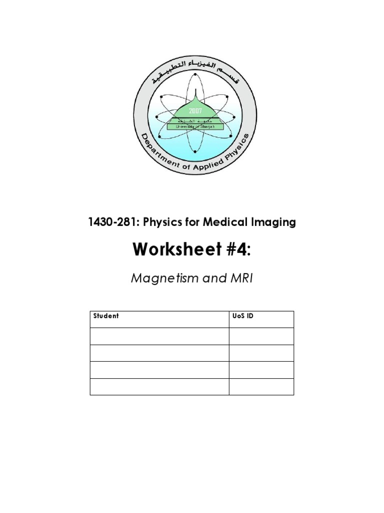 WorkSheet MRI | PDF | Magnetic Resonance Imaging | Mechanics