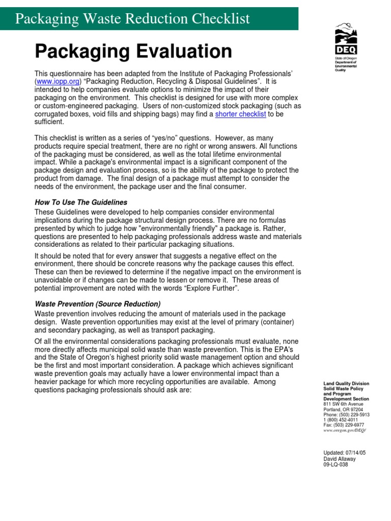 Tools Packaging Checklist | PDF | Recycling | Packaging And Labeling