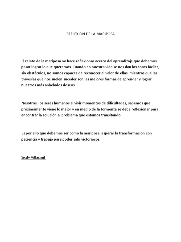 Reflexión de La Mariposa | PDF
