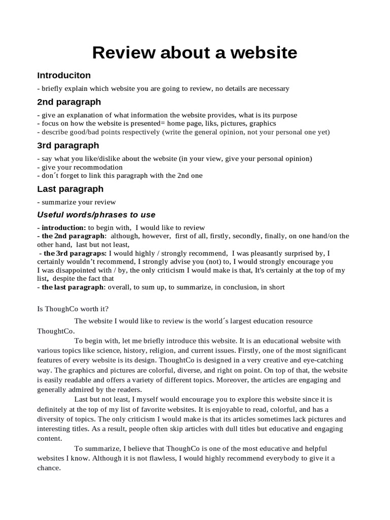 Review of A Website, Unit 5 | PDF