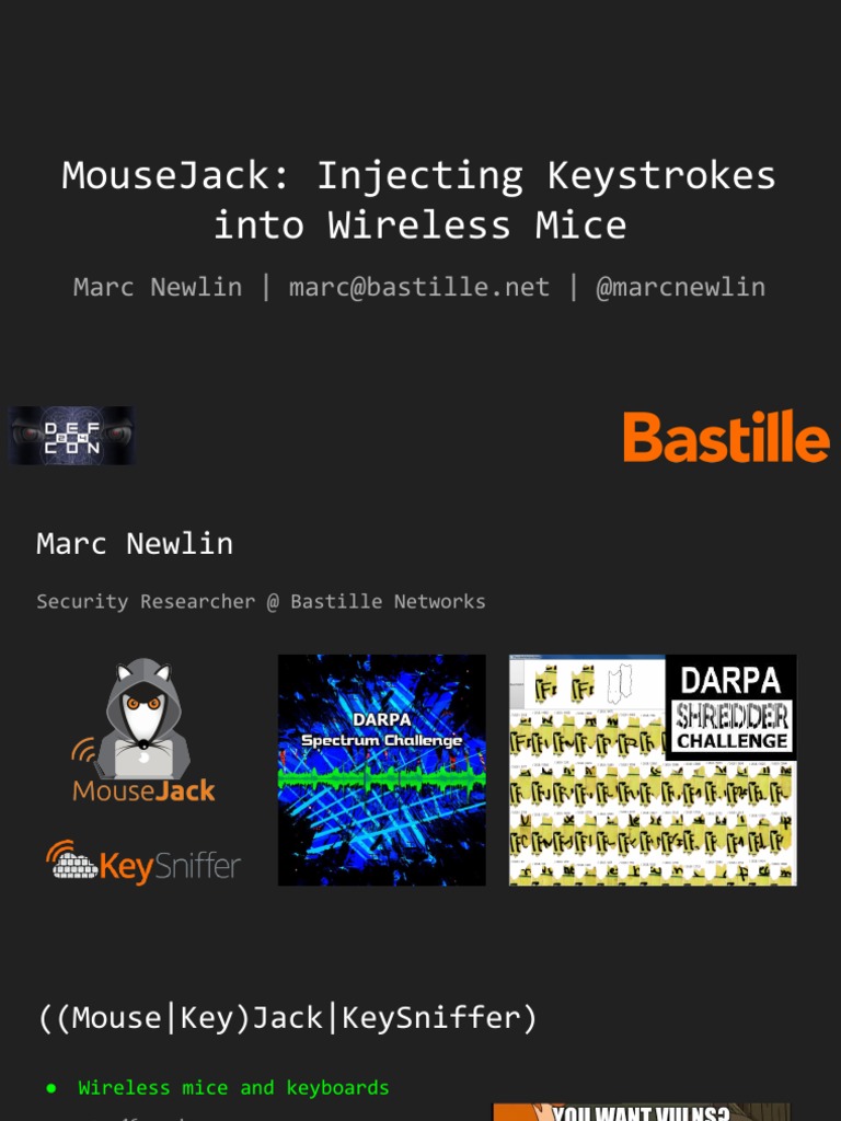 DEF CON 24 Marc Newlin MouseJack Injecting Keystrokes Into Wireless Mice UPDATED - PD | PDF ...