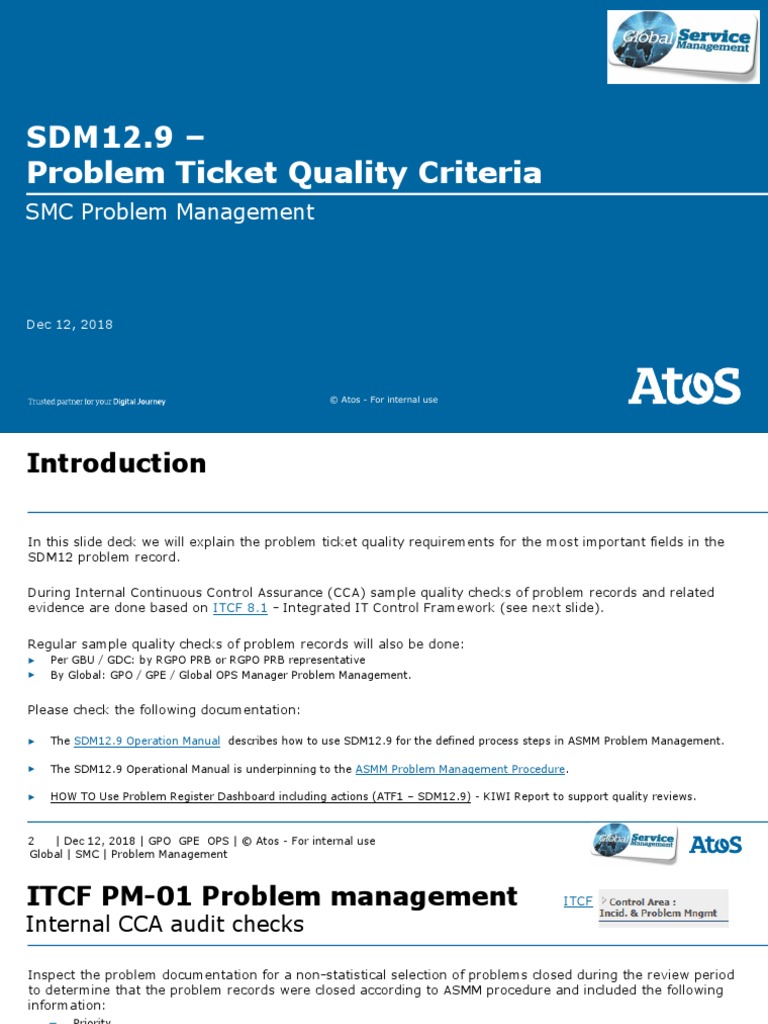 SDM12.9 - Problem Ticket Quality Criteria | PDF | Workflow | Business