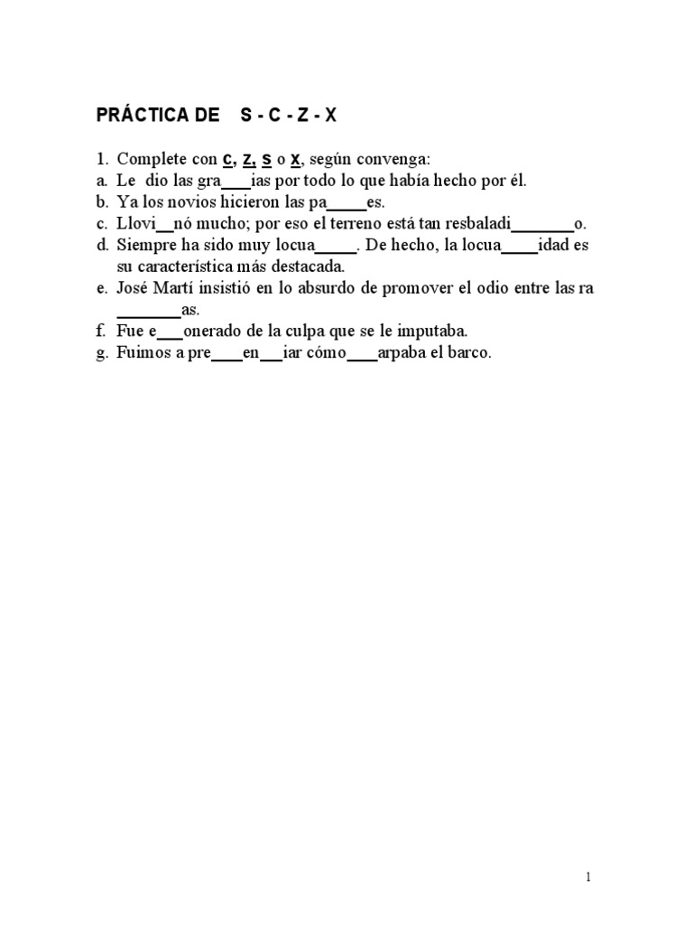 Ortografia S-C-Z-X | PDF | Cuba | Palabra