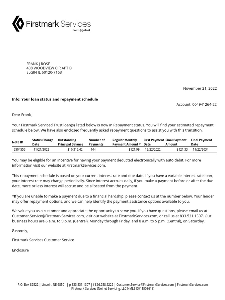 Info: Your Loan Status and Repayment Schedule | PDF | Interest | Loans