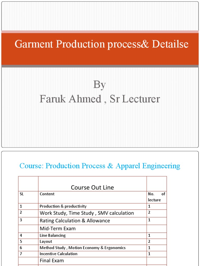 Garment Production process details | PDF | Incentive | Spinning (Textiles)