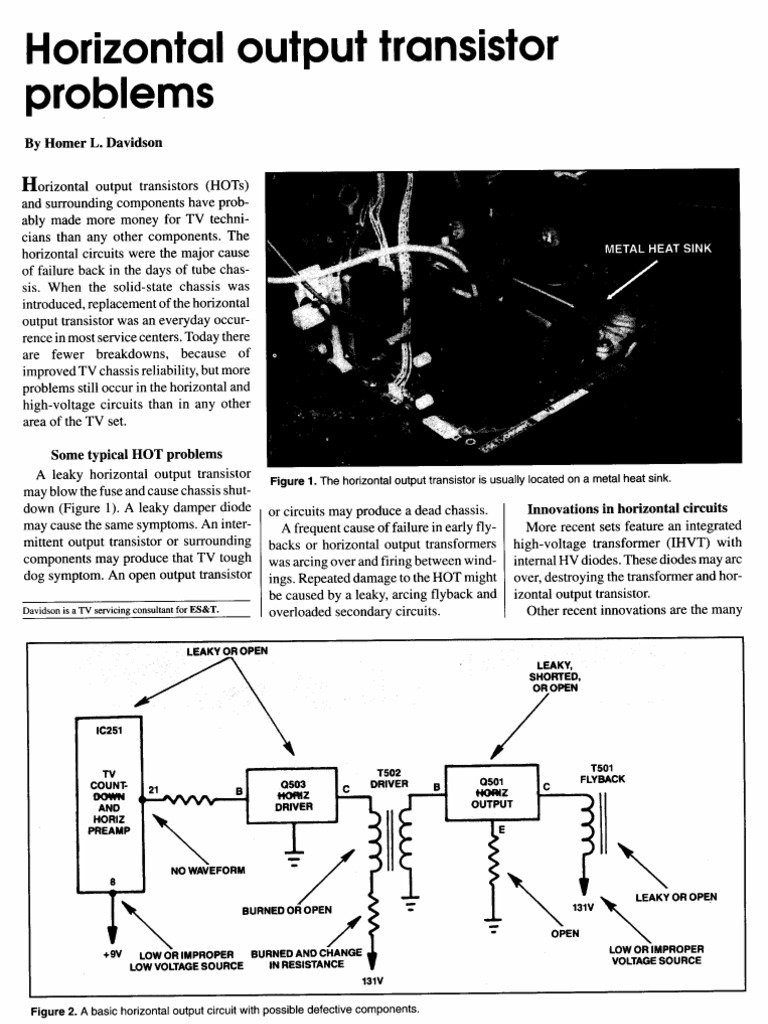 Horizontal Output Transistor Problems | PDF | Electronic Engineering ...