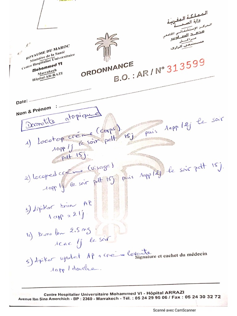 Ordonnance Dermato | PDF