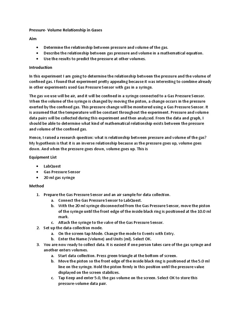 Gas Pressure-Volume Relationship Study | PDF | Gases | Pressure
