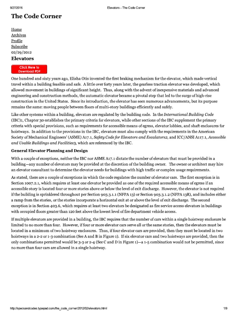 Elevators - The Code Corner | PDF