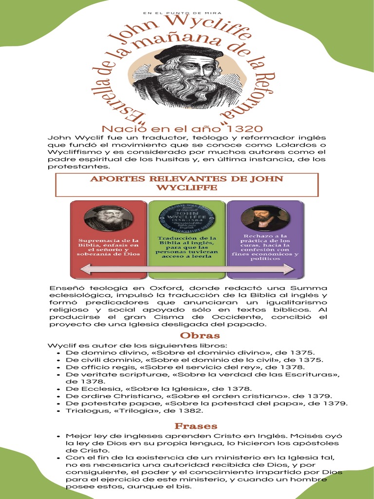 "Aportes de John Wycliffe al Protestantismo" | PDF