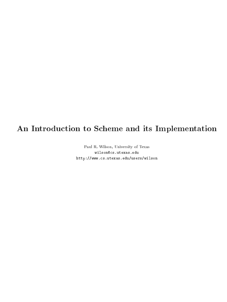 An Introduction To Scheme and Its Implementation: Paul R. Wilson ...