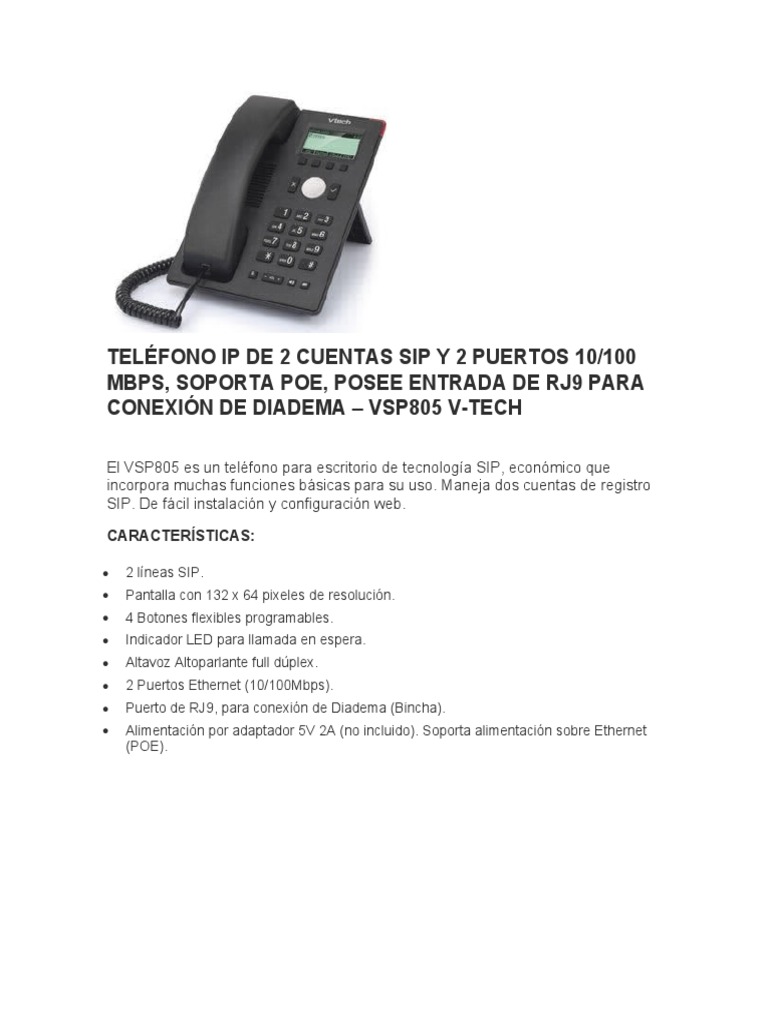 Teléfono Ip de 2 Cuentas Sip y 2 Puertos 10 | PDF