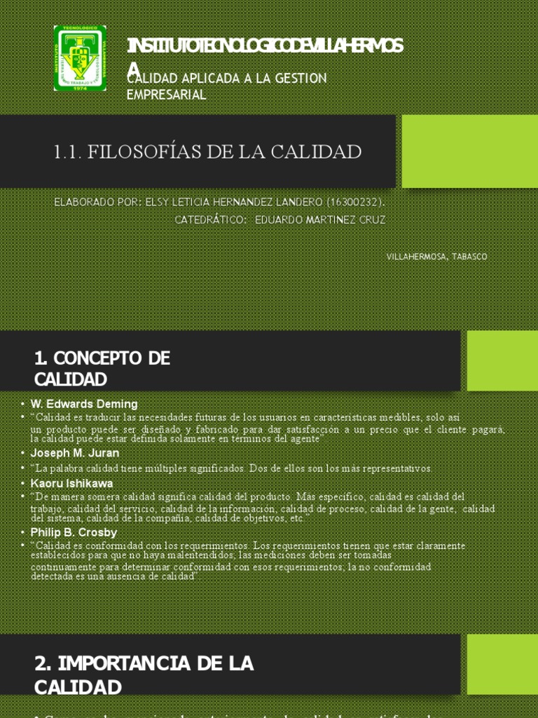Filosofia de La Calidad | PDF | Calidad (comercial) | Procesos de negocio