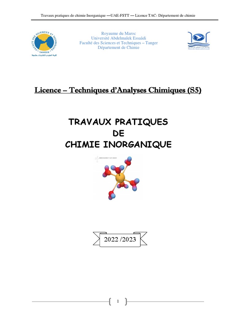 Polycope de TP CHIMIE INORGANIQUE | PDF