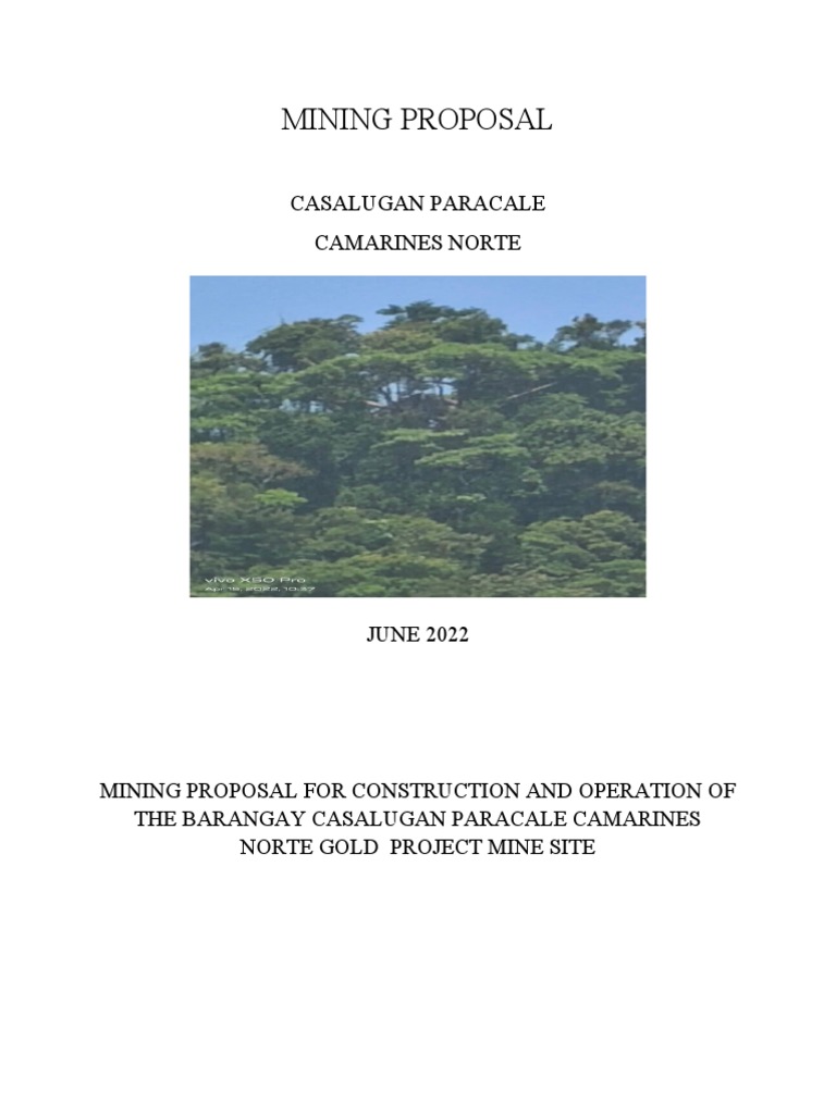 Casalugan Mining Proposal | PDF | Science & Mathematics