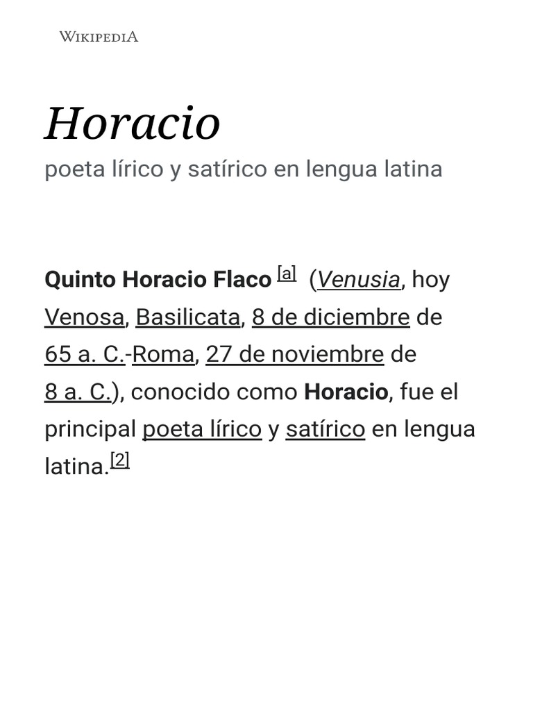 Horacio - Wikipedia, La Enciclopedia Libre | PDF | Horacio