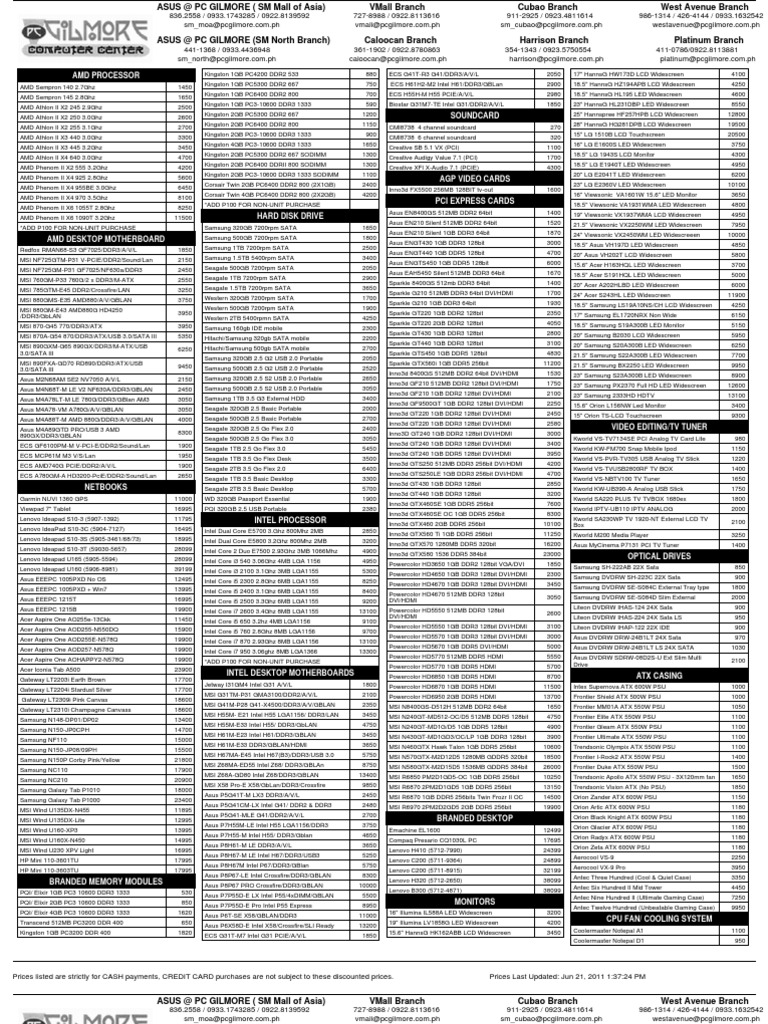 Pricelist Lettersize | PDF
