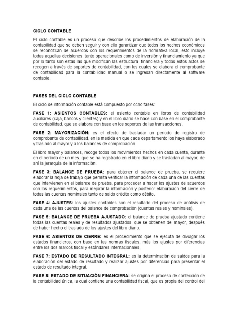 Resumen Ciclo Contable | PDF | Contabilidad | normas internacionales de ...