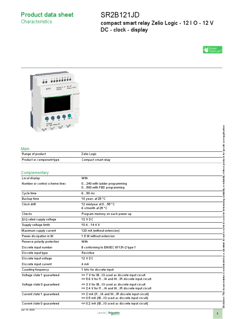 Zelio Logic SR2 - SR3 - SR2B121JD | PDF | Relay | Electrical Network