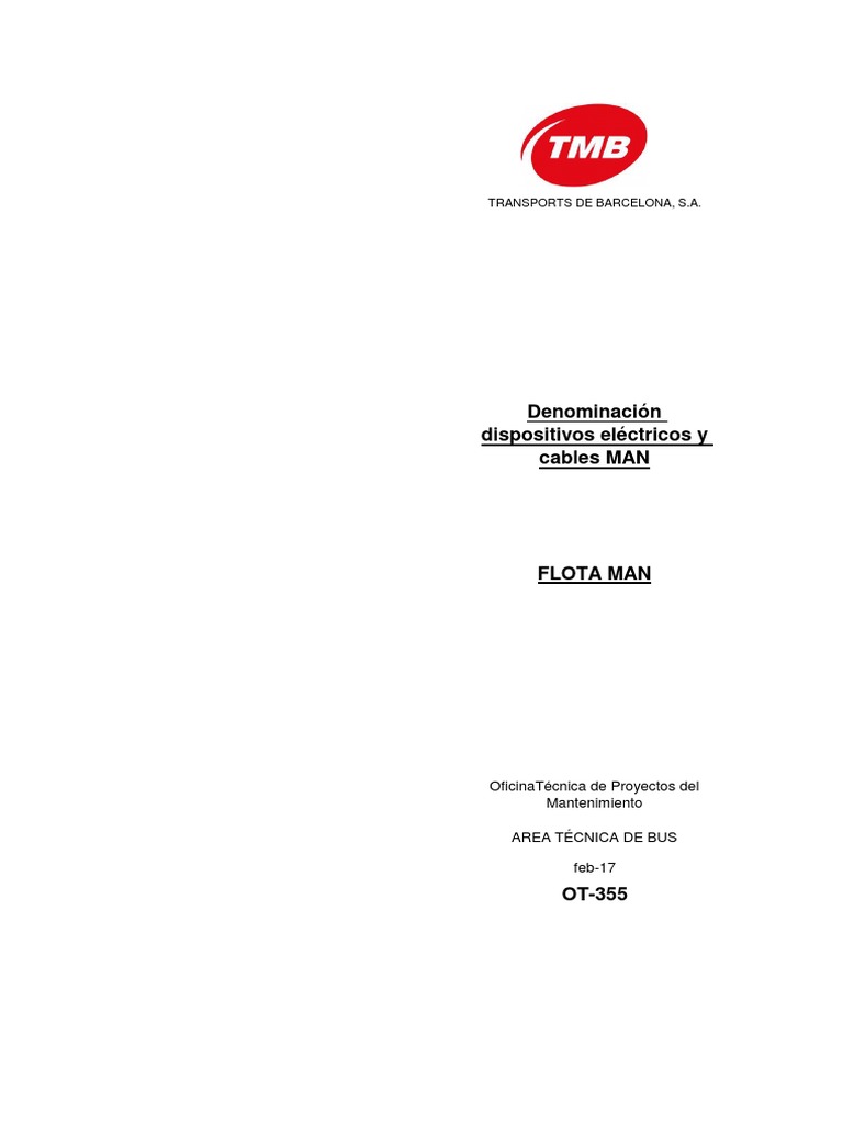 OT-355 Denominación Dispositivos Eléctricos y Cables MAN | PDF ...